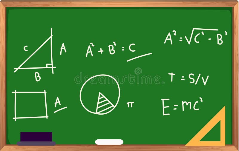 Realistic Illustration of a Chalkboard with Some Mathematical ...