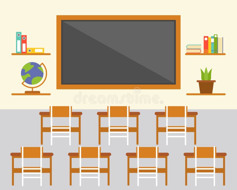 Classroom, Back To School Background Theme, Flat Design Stock Vector ...