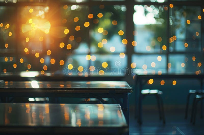 Classroom Back View with Bokeh Effect on the Window Light Stock ...