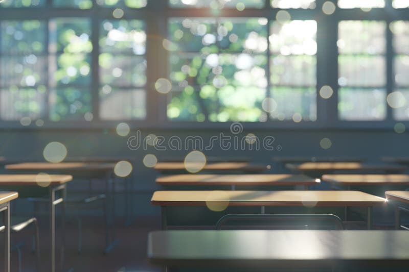 Classroom Back View with Bokeh Effect on the Window Light Stock ...
