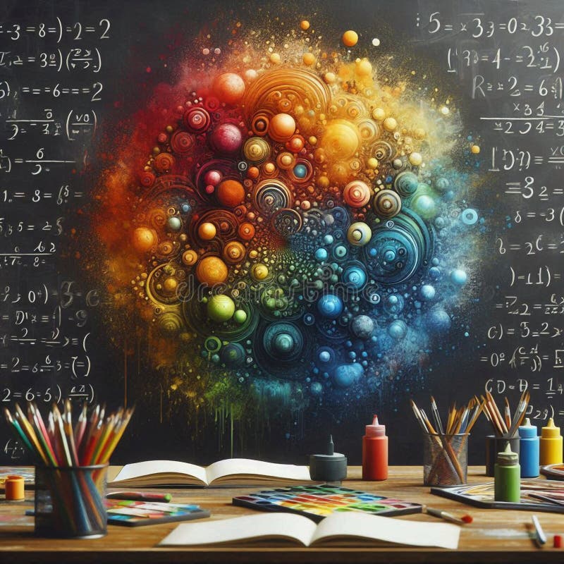 A Classroom with a Blackboard Filled with Mathematical Equations and a ...