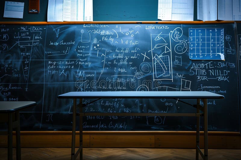 A Classroom Blackboard Filled with Neatly Written Mathematical Stock ...