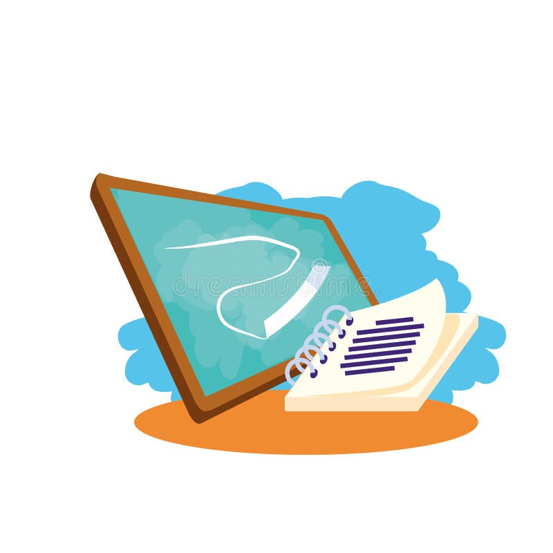 Classroom Board with Drawing of Books and Pencil Stock Illustration ...