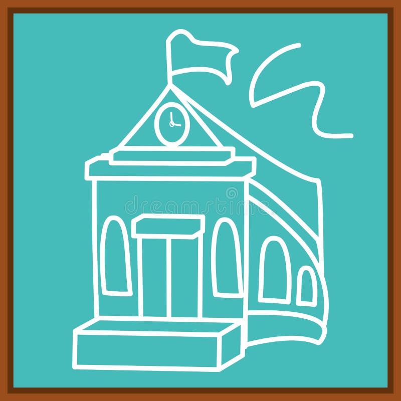 Classroom Board with Drawing of Facade School Stock Illustration ...