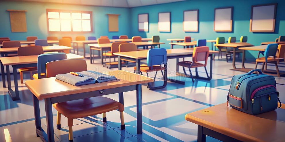 Classroom Breaktime Empty Desks and LeftBehind Learning Essentials a ...