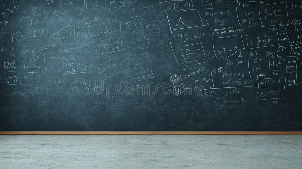 Classroom Chalkboard Filled with Complex Mathematical Formulas ...