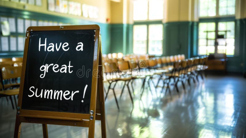 Classroom Chalkboard with Summer Message Stock Illustration ...
