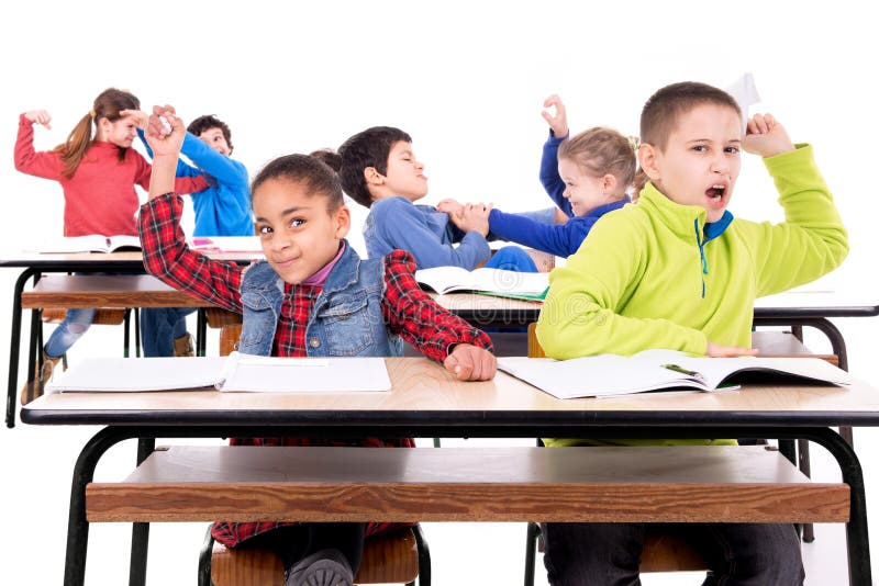 Boy in a classroom mess stock photo. Image of lesson - 75308938