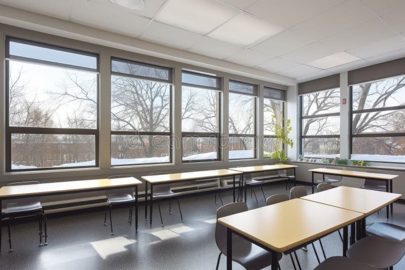 Classroom with Clear View of the Outside World, with Windows and ...
