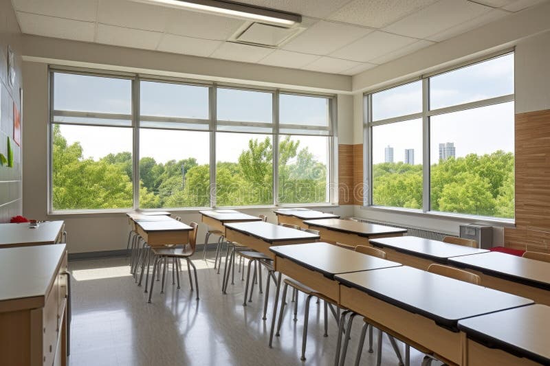 Classroom with Clear View of the Outside World, with Windows and ...