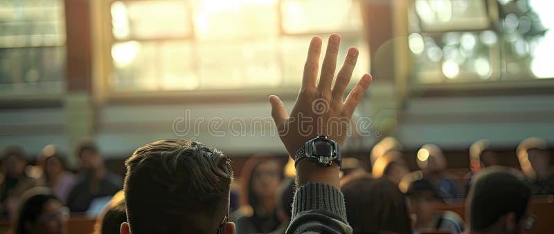 Children in Classroom Raise Hands To Answer Question Stock Illustration ...