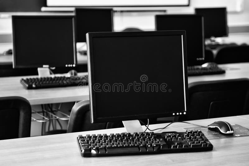 Computer Room for Pupils and Students in a School Computer Lab Stock ...