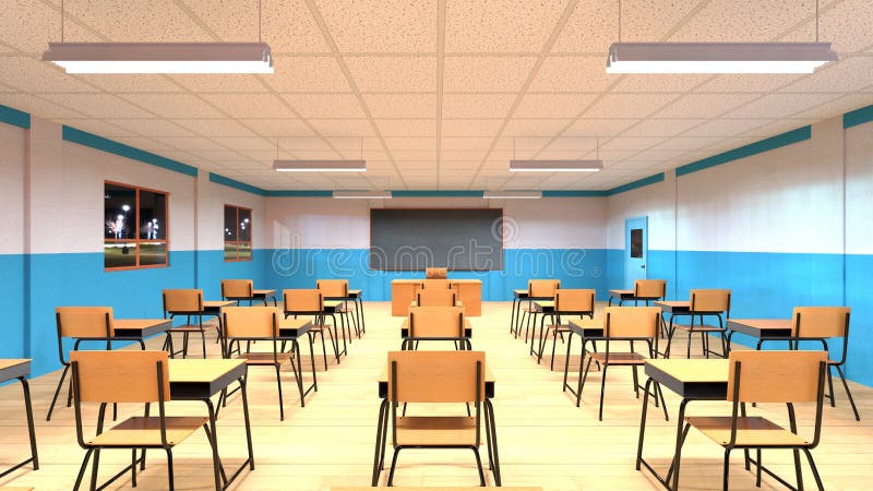 3d rendering of classroom stock photo. Image of elementary - 109989478