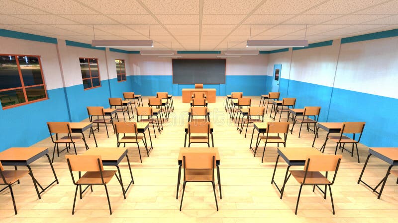 3d rendering of classroom stock photo. Image of elementary - 109989478