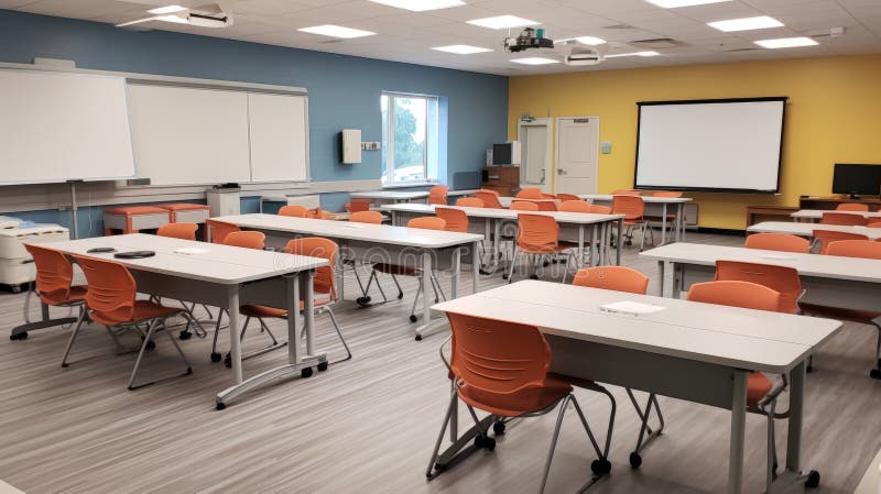 A Classroom with Desks Arranged in a U-shaped for Group Activities ...