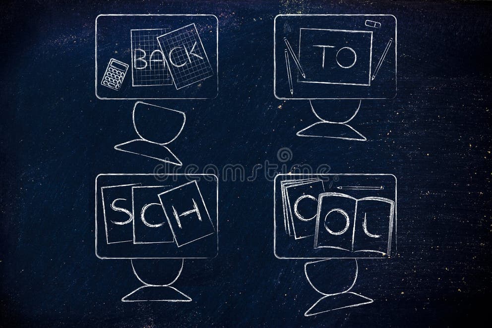 Classroom Desks with Text Back To School on Student S Books Stock Image ...