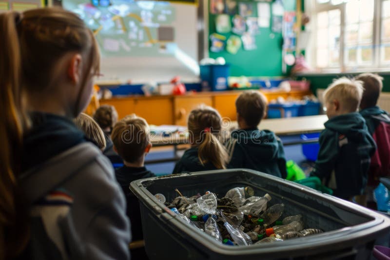 Classroom Discussing Waste Recycling Stock Illustration - Illustration ...