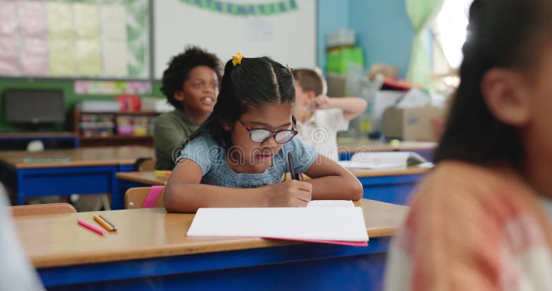 Classroom, Drawing and Kids with Book, Education and School with ...