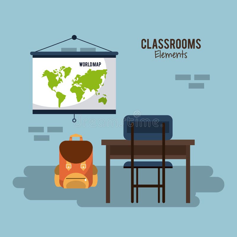 Classroom elements design stock vector. Illustration of learn - 110153978