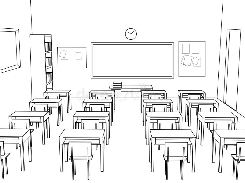 Classroom, Empty School Classroom Stock Vector - Illustration of ...