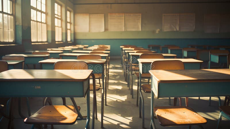 Classroom Empty School Desks Stock Illustration - Illustration of ...