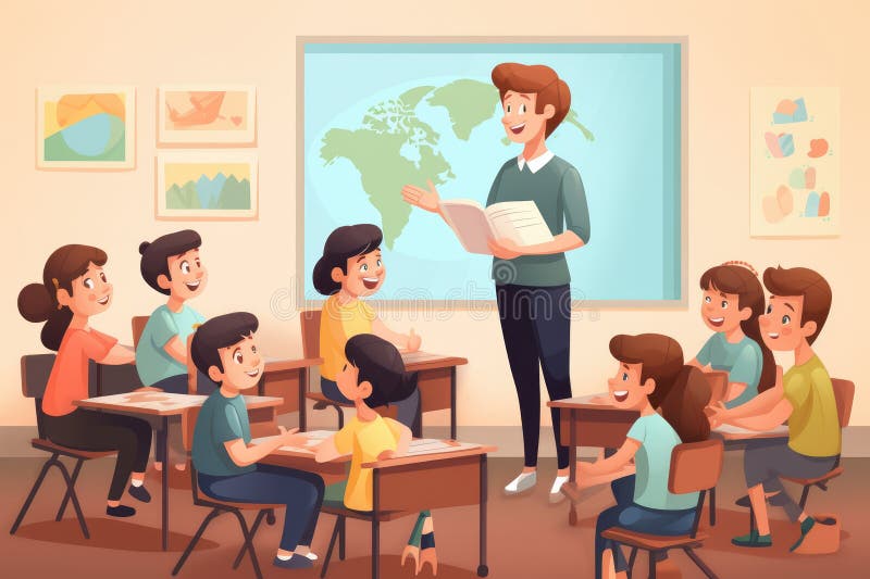 Illustration Drawing of Teacher Giving Lecture, Back To School ...