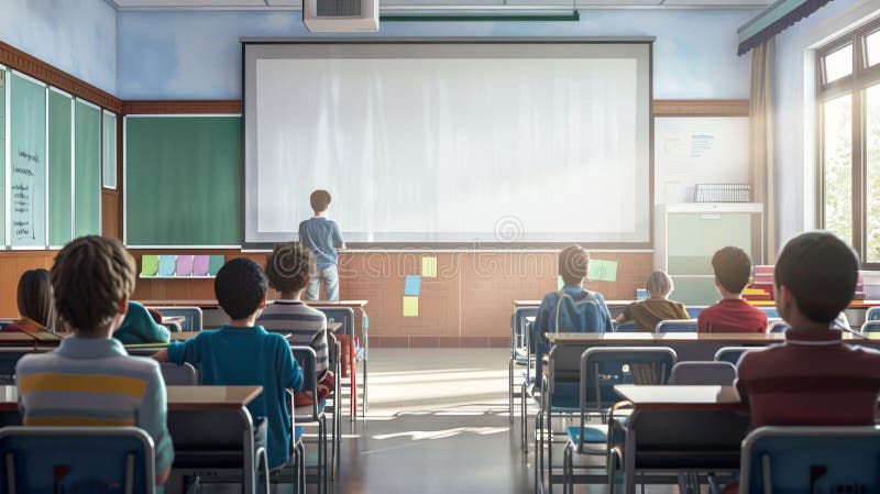 Classroom Environment with Teacher Instructing Students during ...