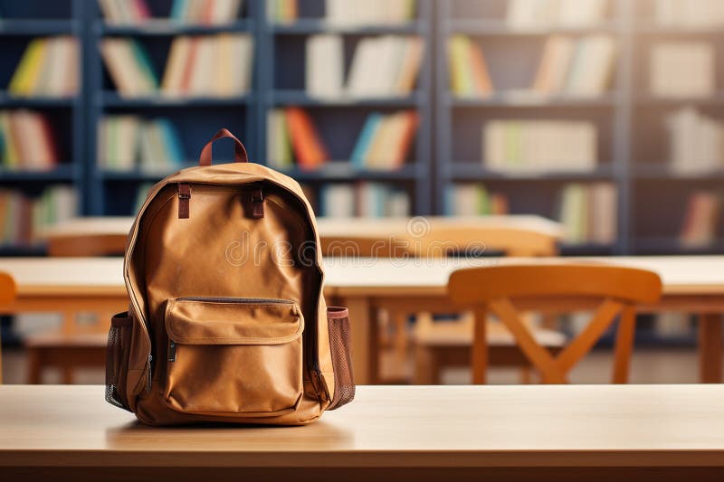 Classroom Essentials: Backpack and Books. Generative by Ai Stock ...
