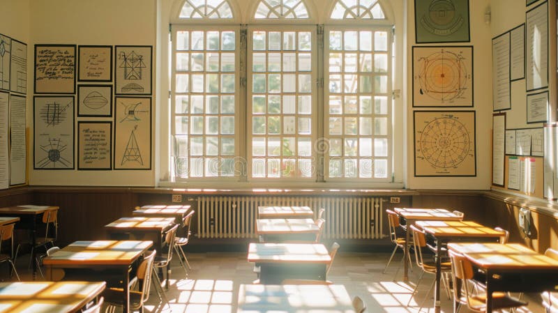 A Classroom Filled with Geometry School Posters, Showcasing Theorems ...
