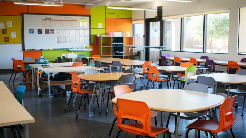 Classroom Filled with Tables and Chairs Stock Image - Image of ...