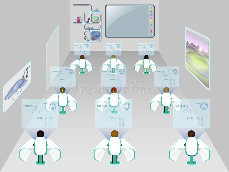 Classroom of future stock illustration. Illustration of study - 63798185