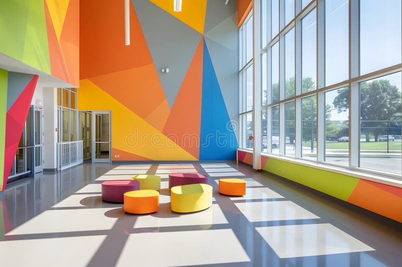 Classroom in a Geometric School Building with Innovative Design and ...