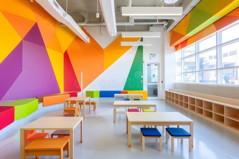 Classroom in a Geometric School Building with Innovative Design and ...