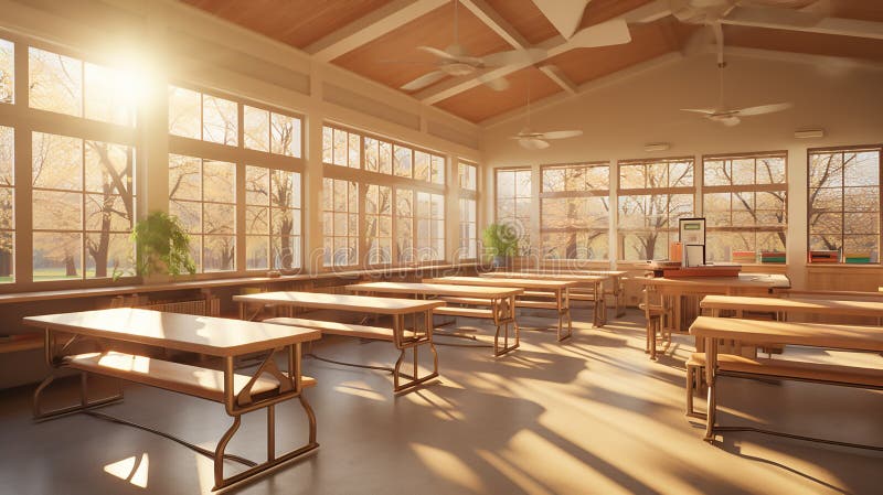 Golden Sunlight Streaming through Windows Onto a Wooden Floor with ...