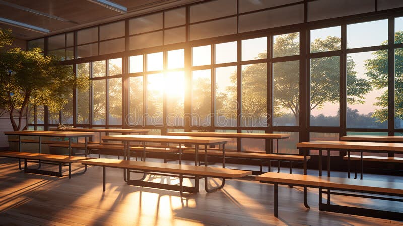 Golden Sunlight Streaming through Windows Onto a Wooden Floor with ...
