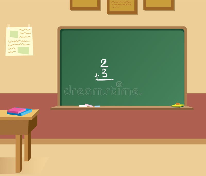 Classroom, Green Board and Math Question Stock Vector - Illustration of ...