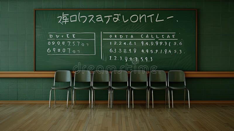 A Classroom with a Green Chalkboard Covered in Handwritten Numbers and ...