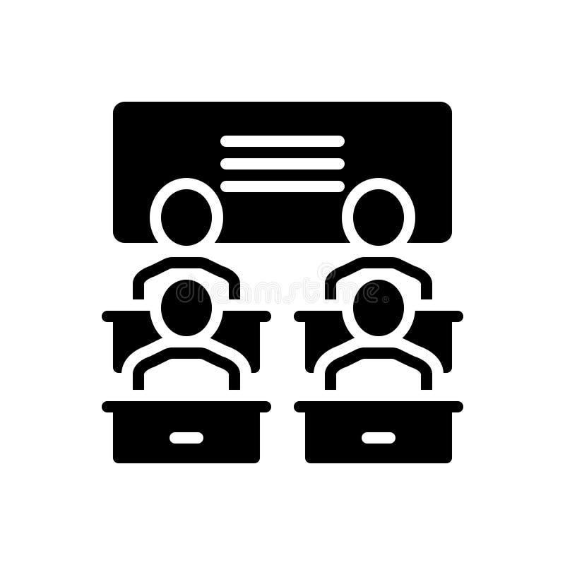 Black Solid Icon for Classroom, Lecture Room and Study Stock Vector ...
