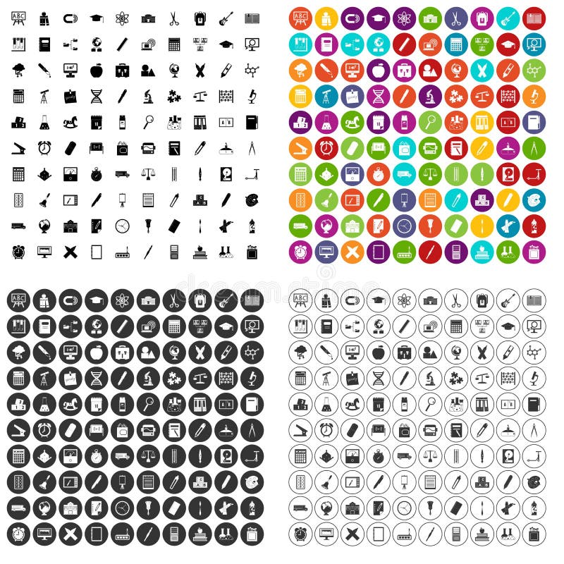 100 Classroom Icons Set Vector Variant Stock Vector - Illustration of ...