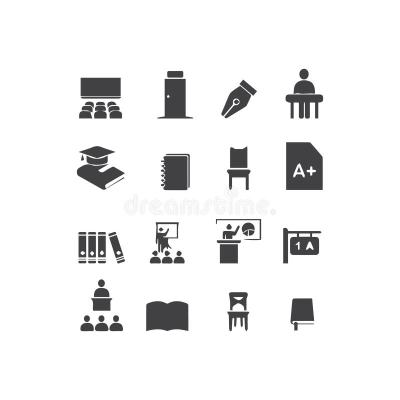 Classroom Icons of Various Shapes and Functions Stock Illustration ...