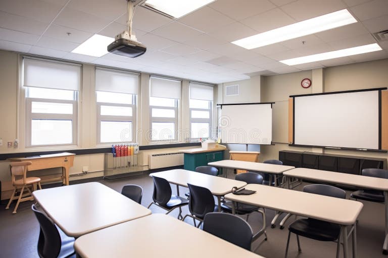 Classroom with Interactive Whiteboard, Projector and Seating for ...