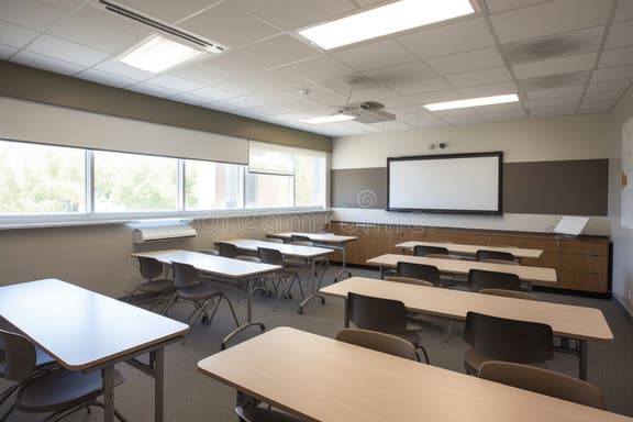Classroom with Interactive Whiteboard, Projector and Seating for ...