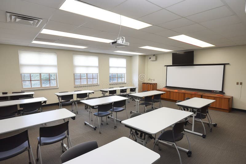 Classroom with Interactive Whiteboard, Projector and Seating for ...