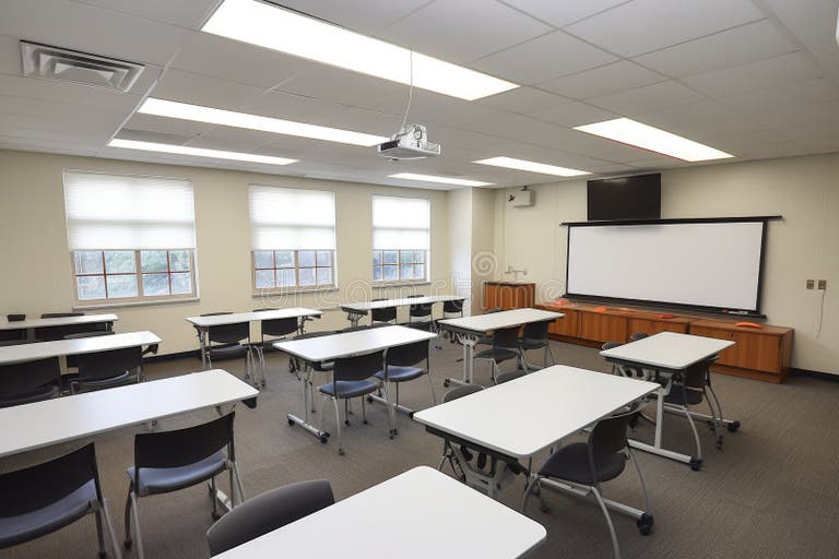 Classroom with Interactive Whiteboard, Projector and Seating for ...