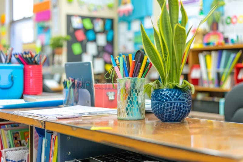 Classroom Interior with Colorful Decorations and School Supplies ...