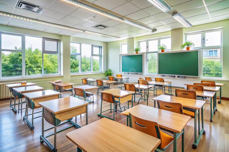 Classroom interior design stock illustration. Illustration of classroom ...