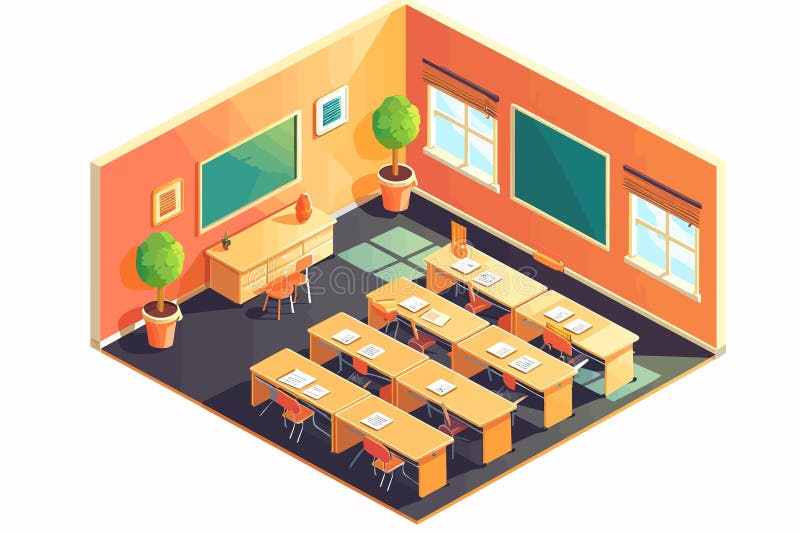 Classroom Interior Isometric Isolated Vector Style Stock Vector ...