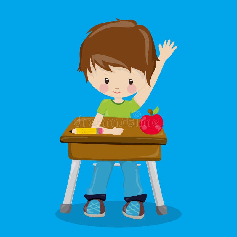 Classroom Kids Girl Red Left Hand Up 08 Stock Vector - Illustration of ...