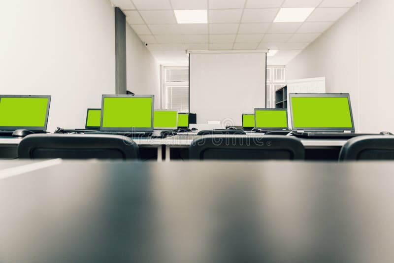 Classroom with laptops stock photo. Image of classroom - 117450974
