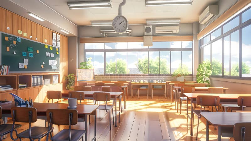 Classroom Layout Featuring Neatly Arranged Rows of Tables and Chairs ...